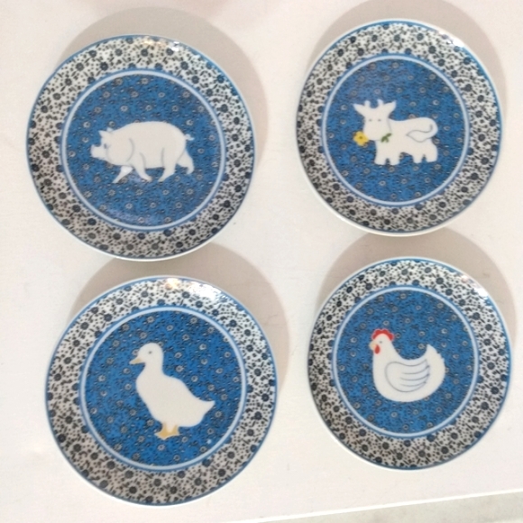 Vintage | Accents | Calico Vintage Japan Farm Animals Plates | Poshmark
